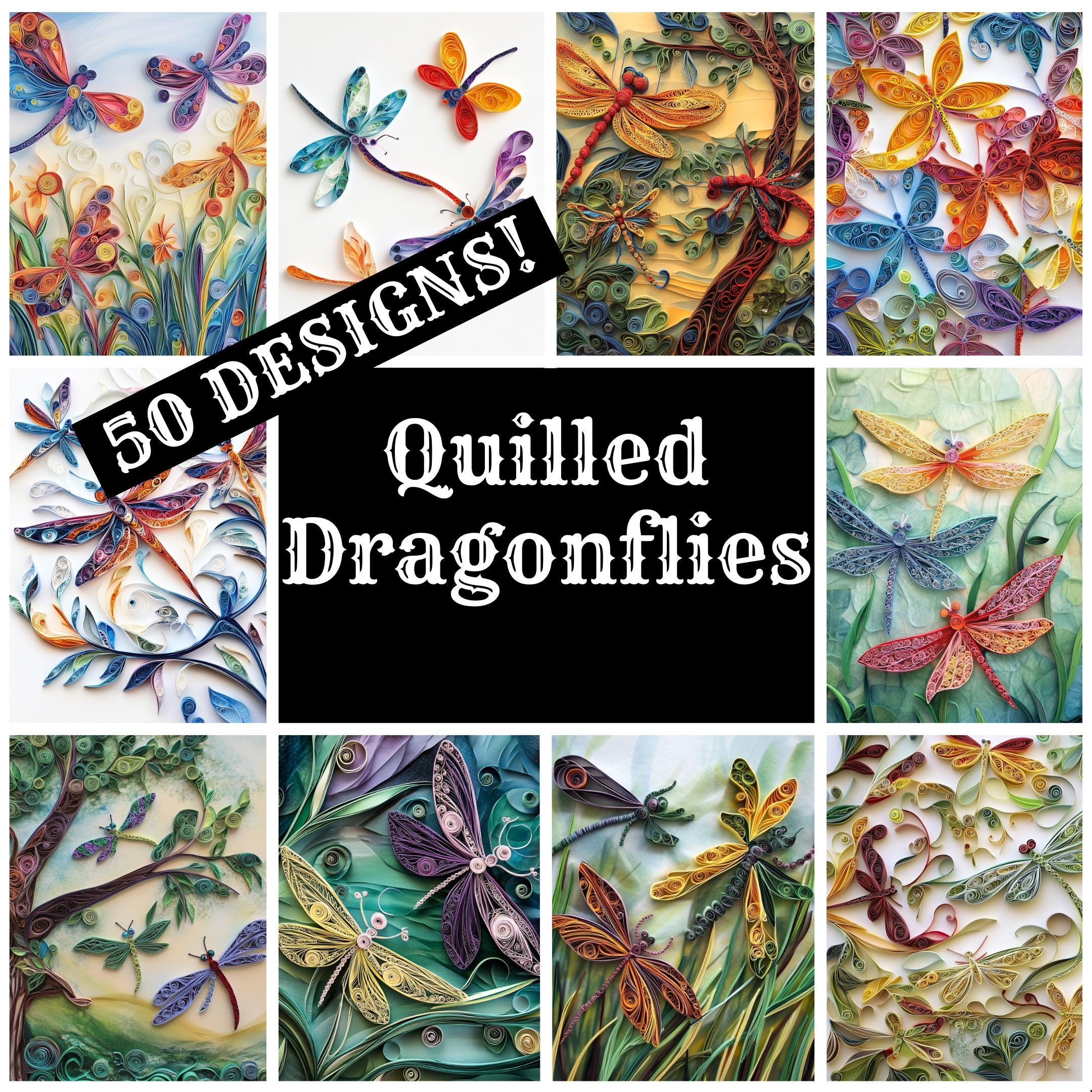 Quilled Dragonflies Journal Paper: Vintage Scrapbook Printables ...