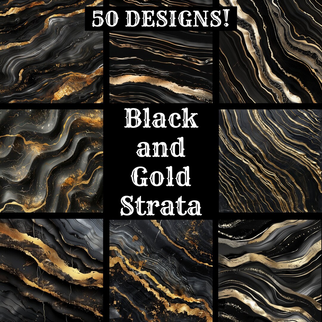 Black and Gold Strata Paper, Black and Gold Strata Printable Paper ...