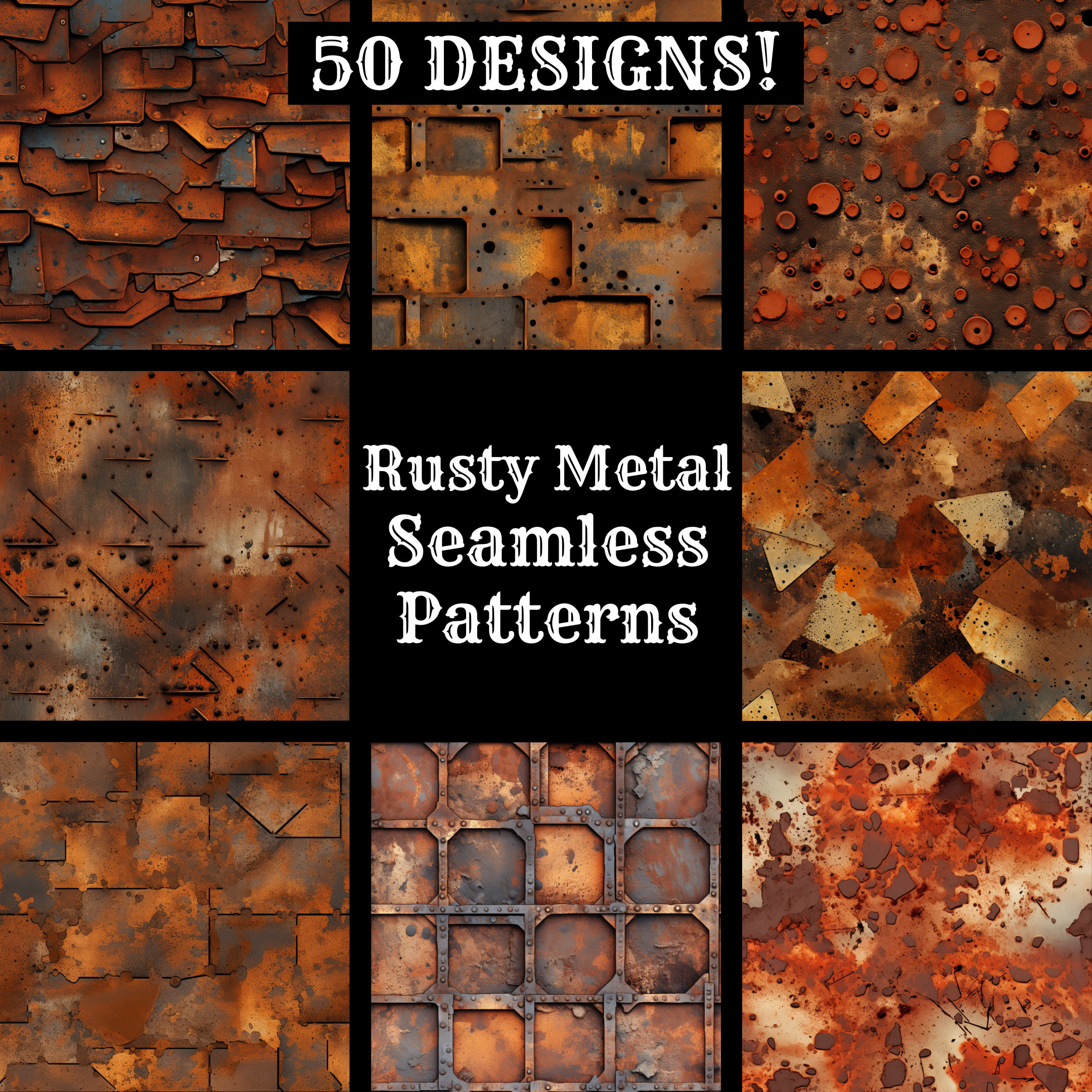 Rusty Metal Seamless Digital Paper, Printable Scrapbook Paper Seamless ...