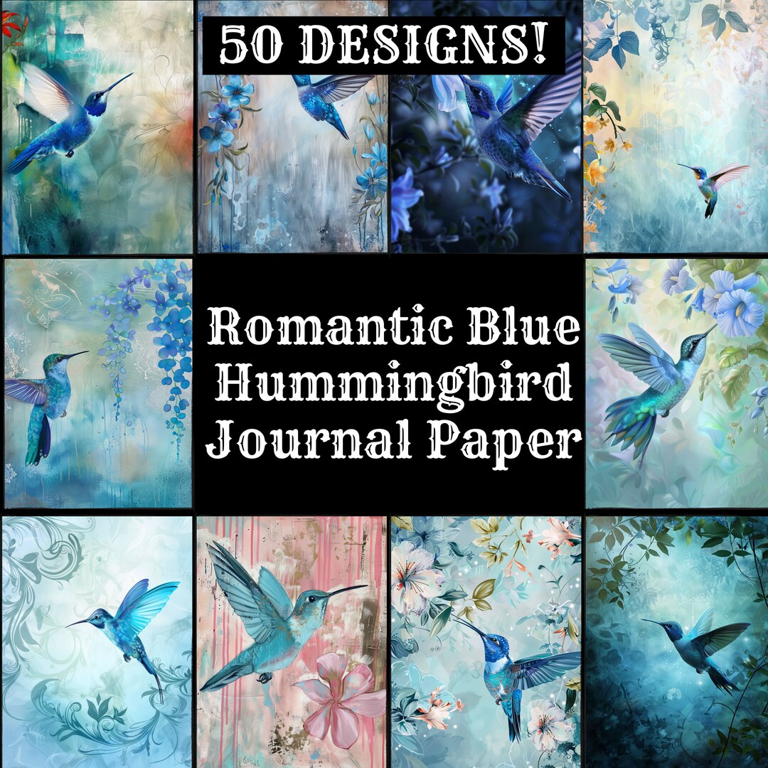 Blue Hummingbird Journal Paper: Romantic Vintage Designs (digital ...