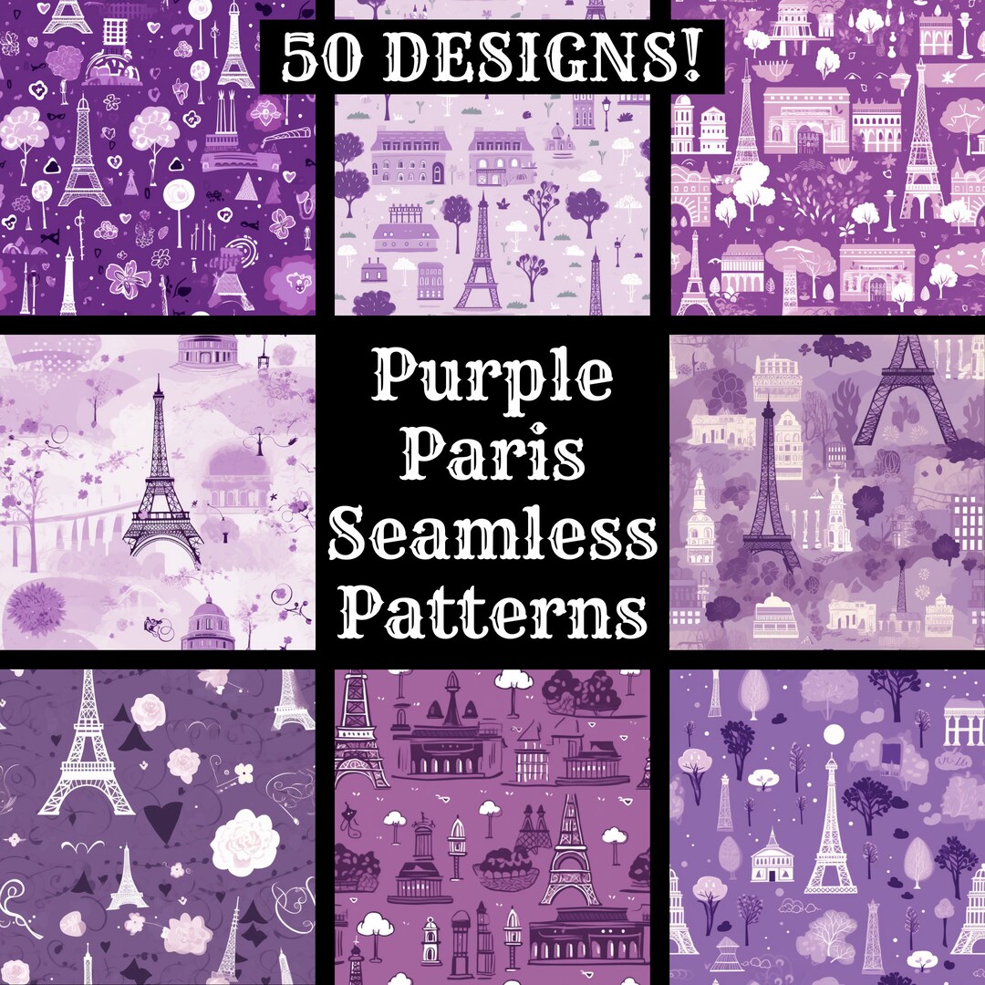 Purple Paris Seamless Pattern: Scrapbook Paper Texture (digital ...
