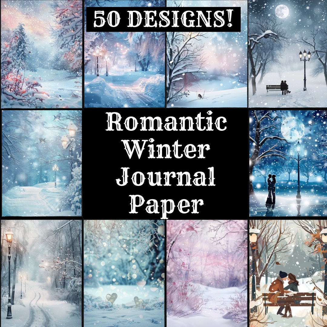 Romantic Winter Journal Paper, Romantic Winter Printable Paper, Vintage ...