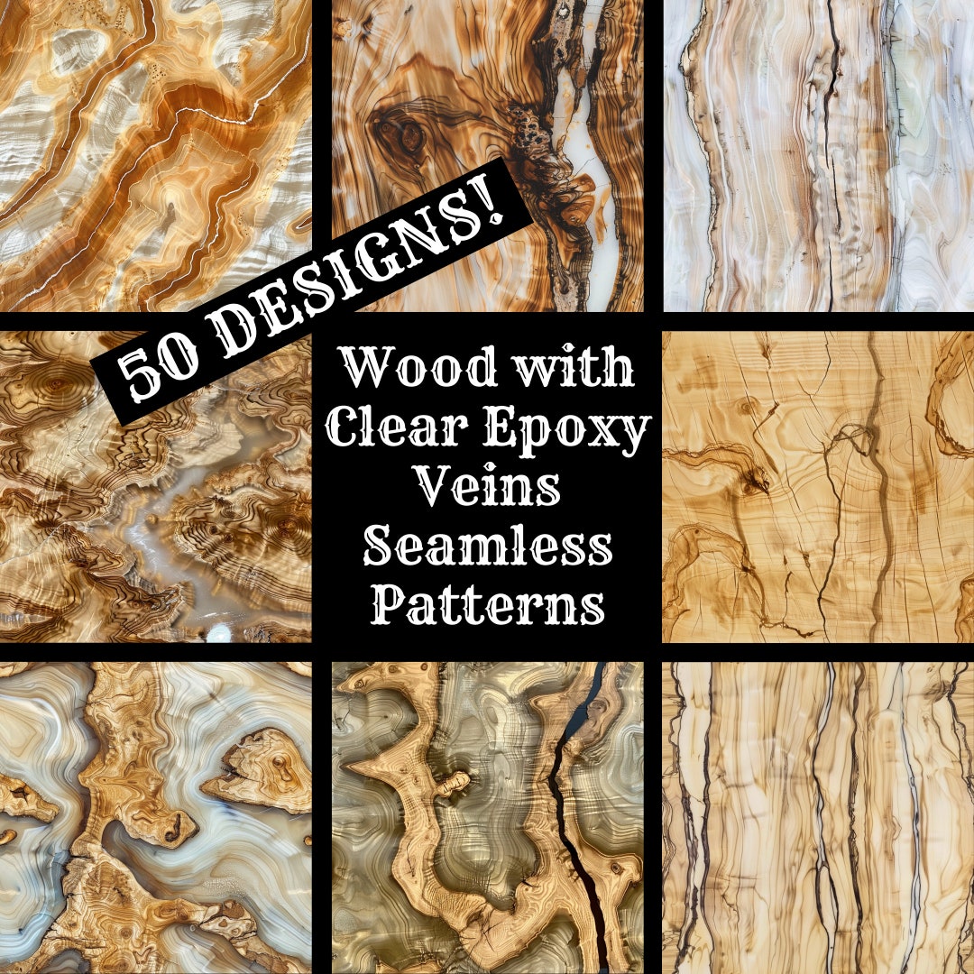 Wood Epoxy Veins Seamless Pattern: 50 PNG Digital Papers (digital ...