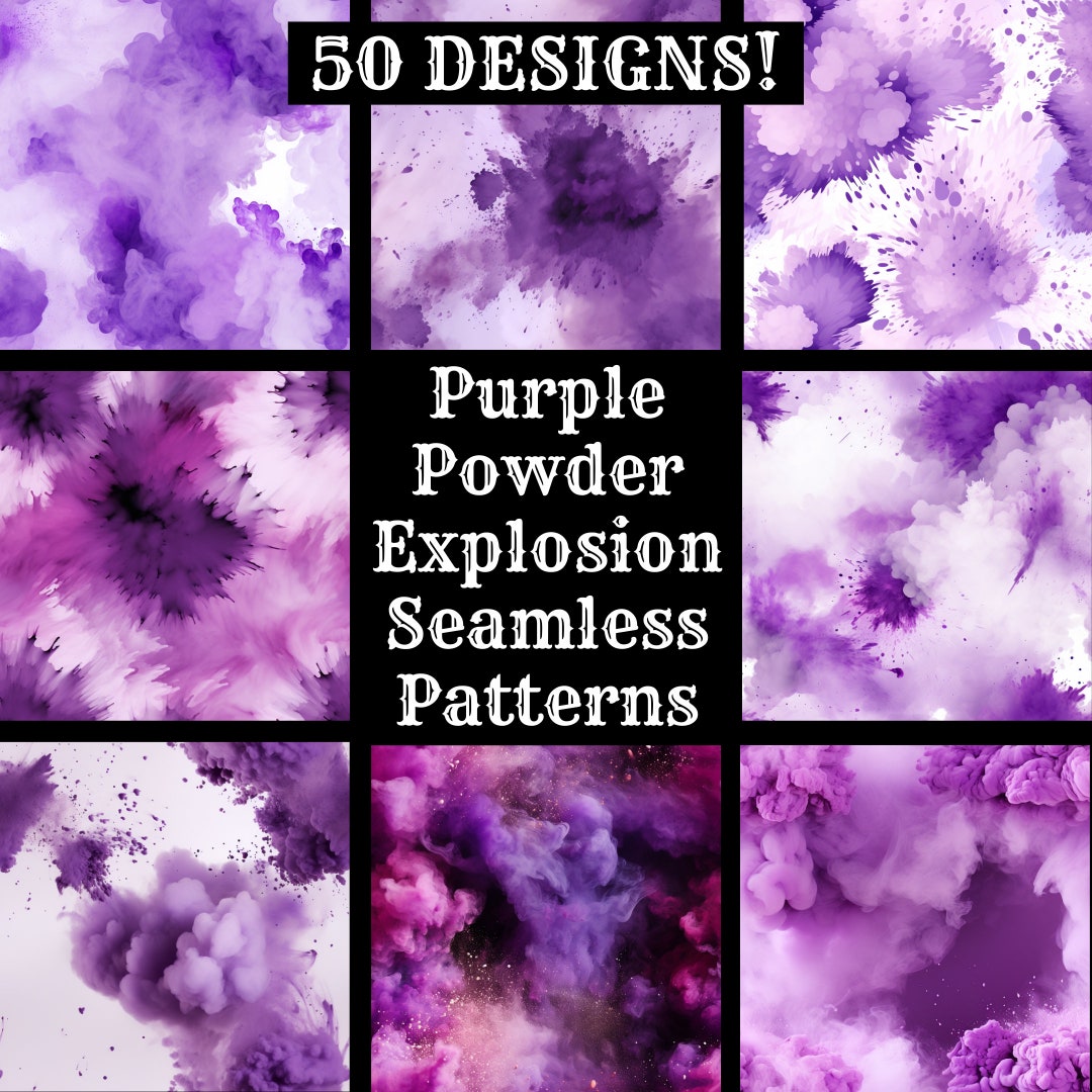 Purple Powder Explosion Seamless Pattern: 50 PNG Digital Papers ...