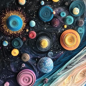 Quilling Celestial Planets Digital Paper: 50 PNG Designs (digital ...
