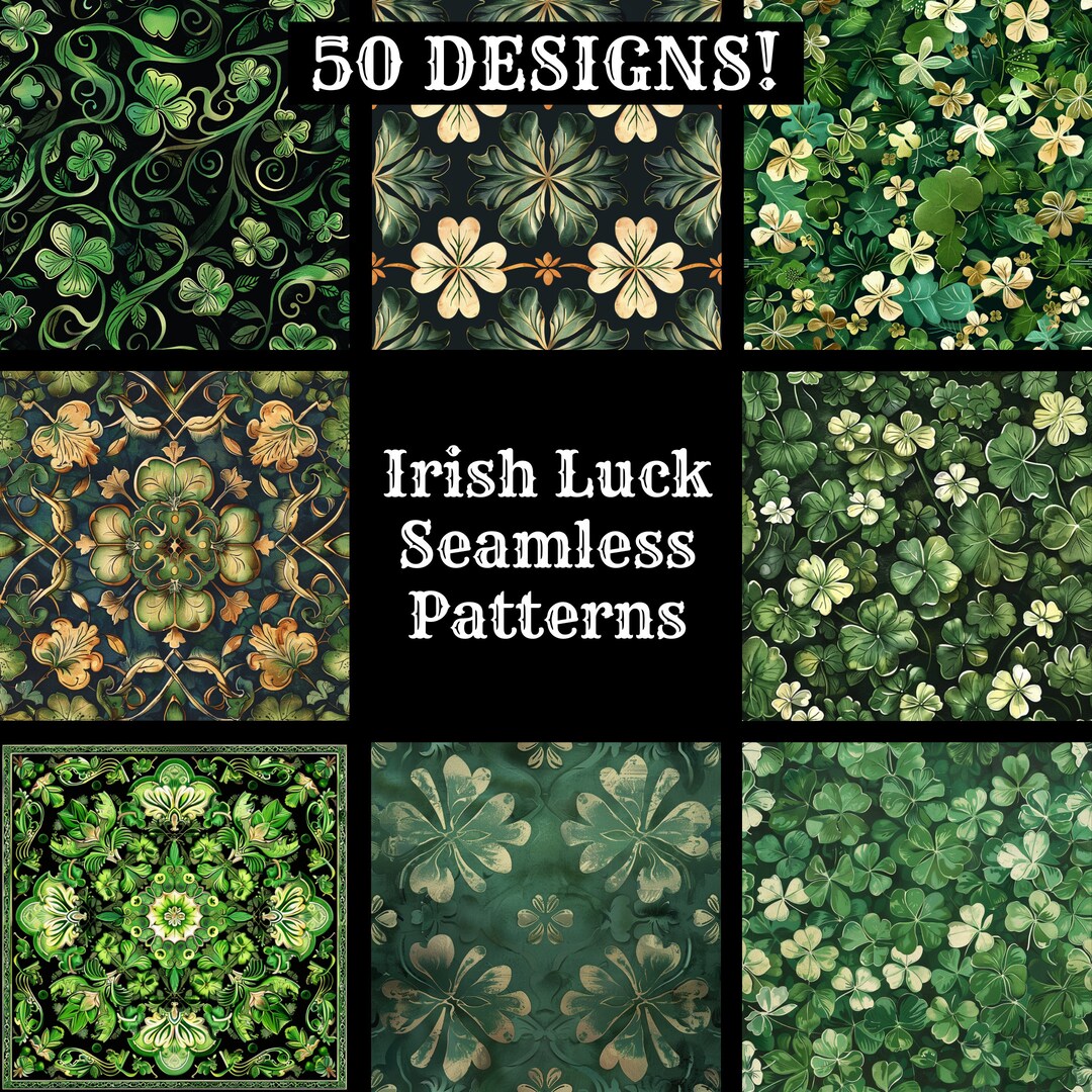 Irish Luck Seamless Digital Paper, Irish Luck Printable Scrapbook Paper ...