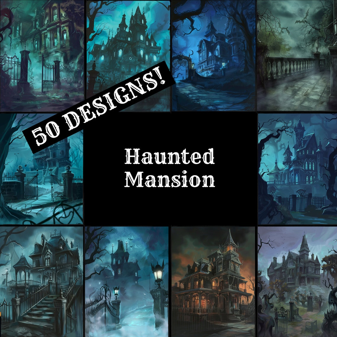 Haunted Mansion Digital Paper: Vintage Journal Inserts (PNG, 8.5x11 In ...