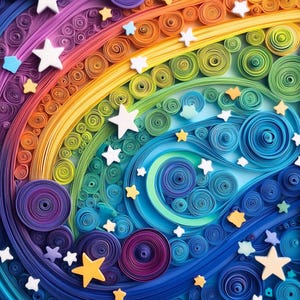 Quilling Celestial Rainbow Stars Journal Paper, Quilling Celestial ...