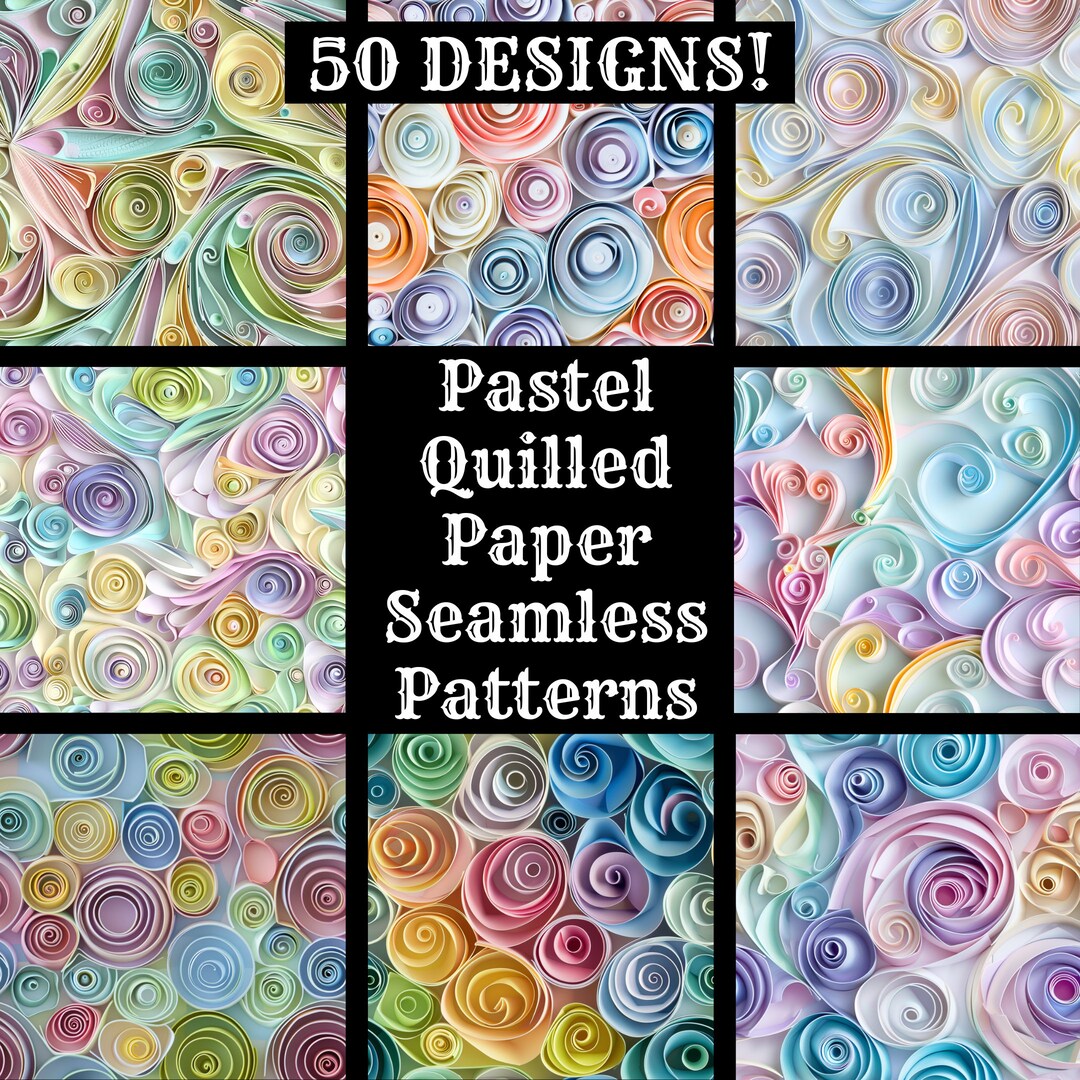 Pastel Quilled Paper: 50 Seamless Patterns (digital Download) - Etsy
