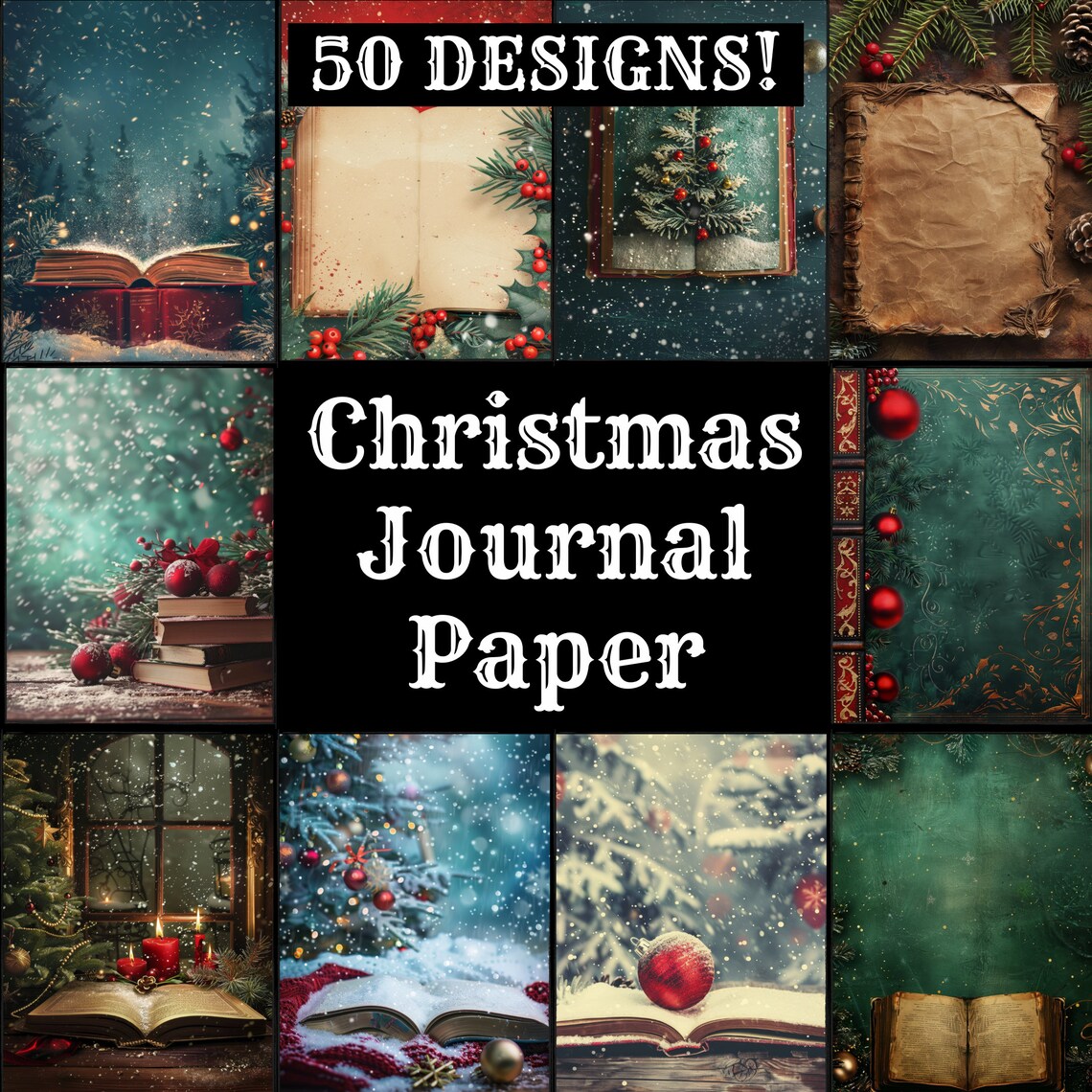 Vintage Christmas Journal Paper: 50 Printable Designs (digital Download ...