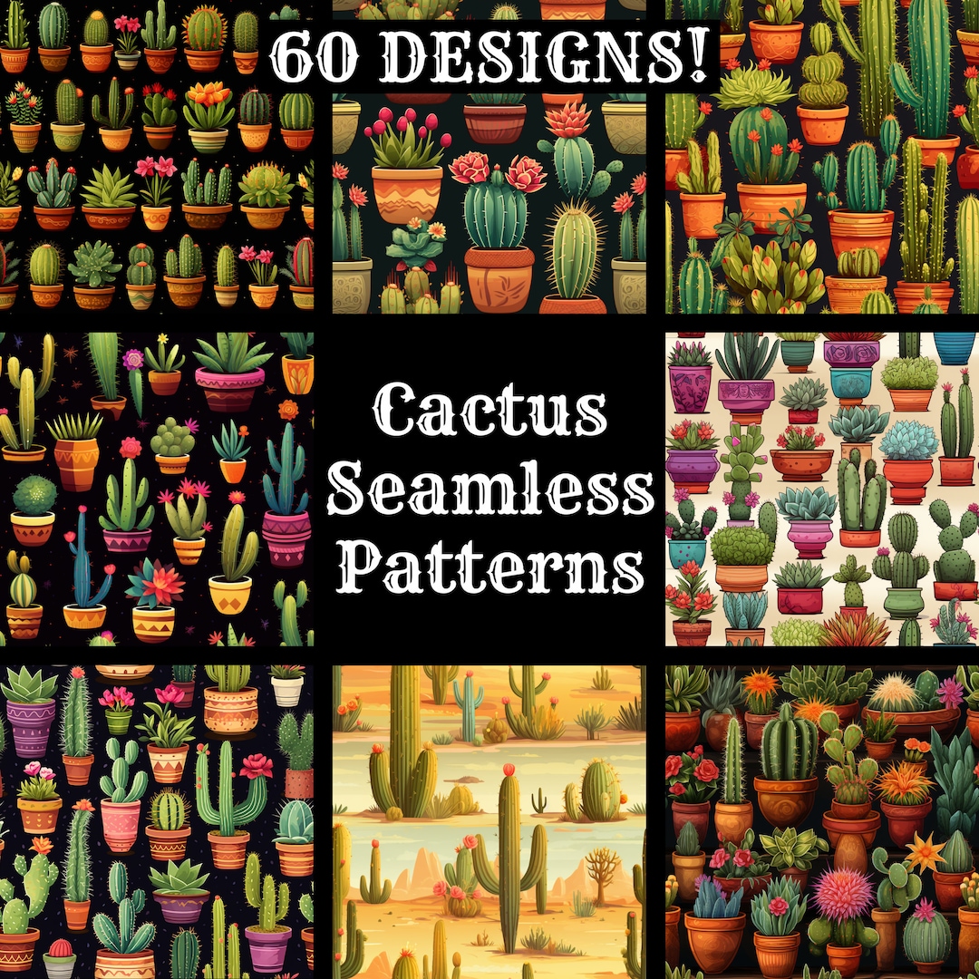 Cactus Seamless Digital Paper, Printable Scrapbook Paper Seamless ...