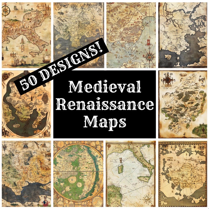 Medieval Renaissance Map Paper: Vintage Journal Inserts (digital ...
