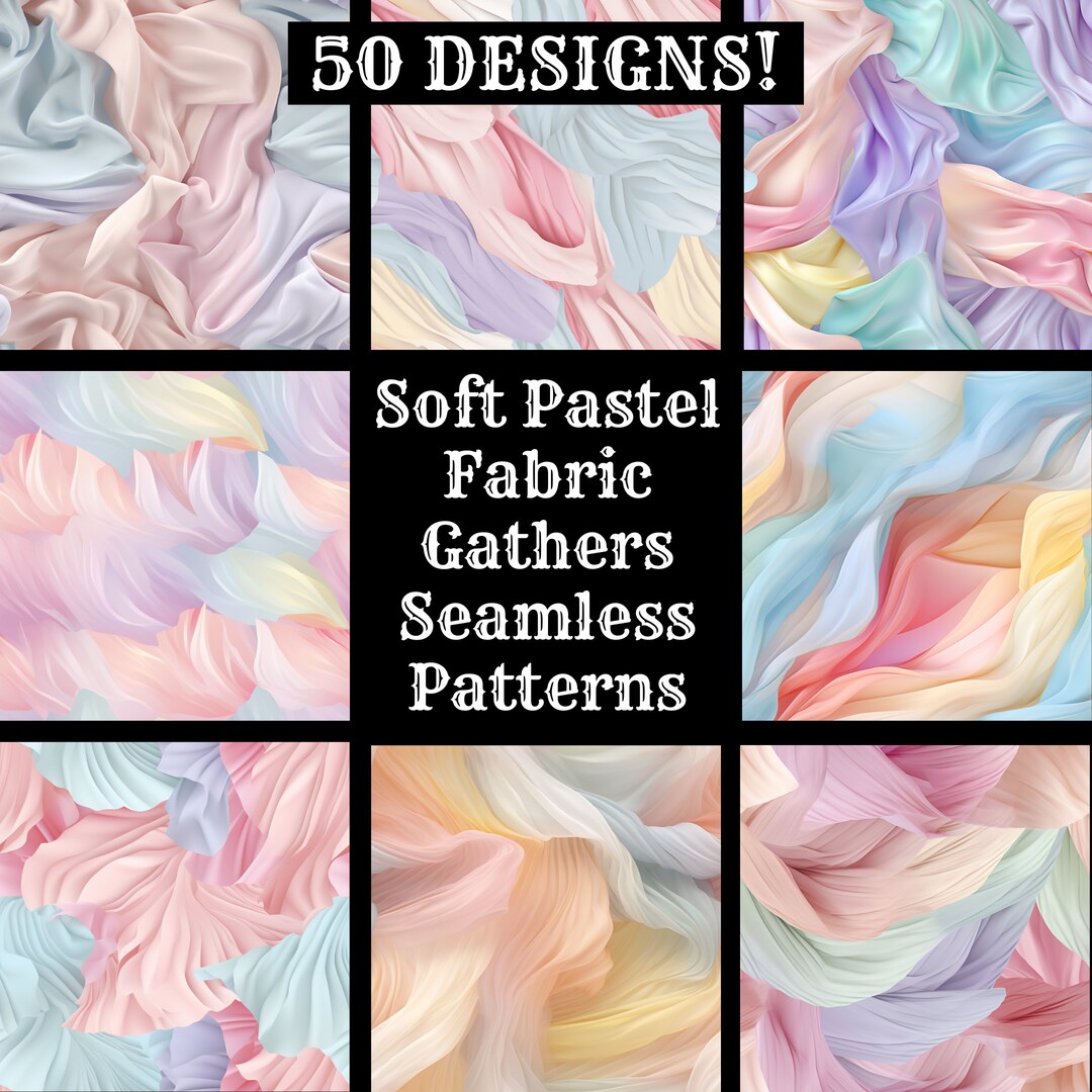 Soft Pastel Fabric Gathers Seamless Digital Paper, Printable Scrapbook ...