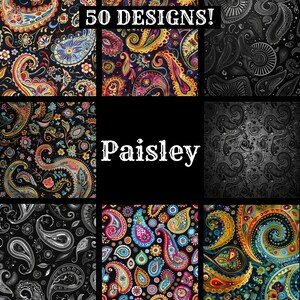 Vintage Paisley Digital Paper: 50 PNG Designs (digital Download) - Etsy