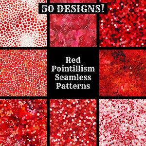 Red Pointillism Seamless Digital Paper, Red Pointillism Printable ...