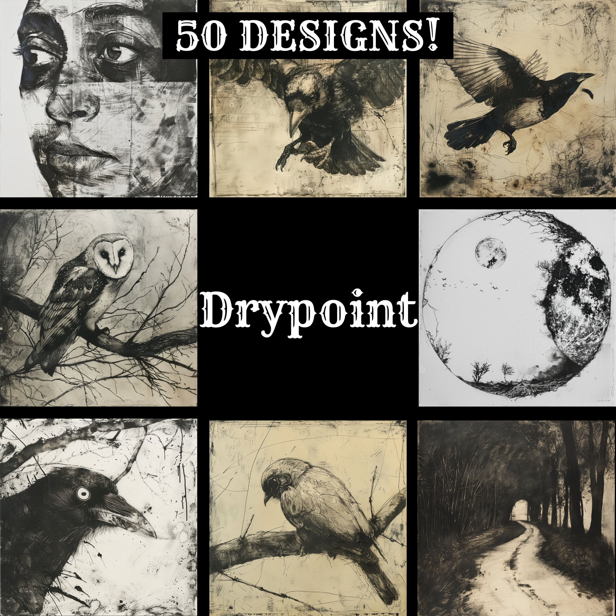 Drypoint Printable Digital Paper for Scrapbooking and Journaling - Etsy