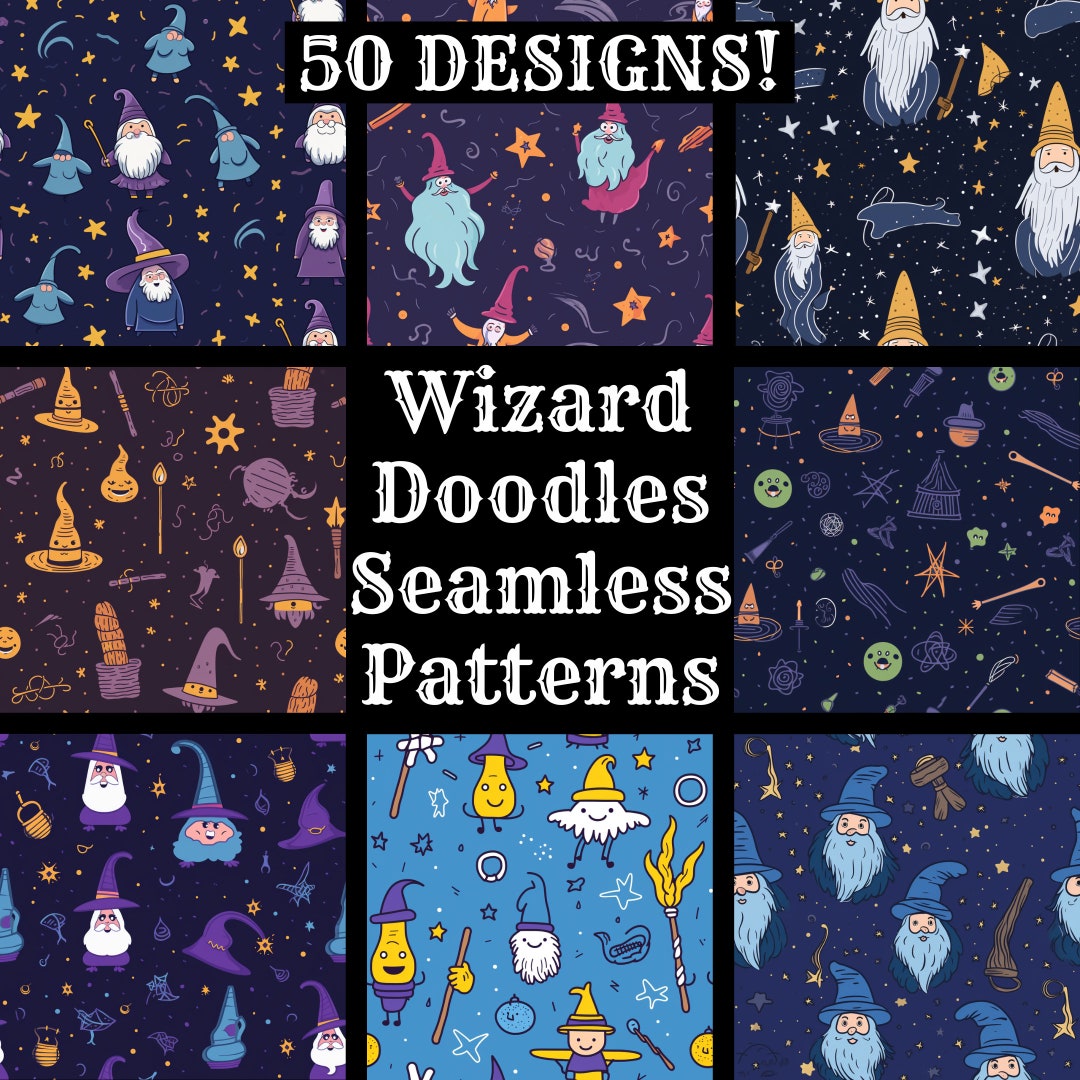 Wizard Doodles Seamless Pattern: Scrapbook Paper (digital Download) - Etsy