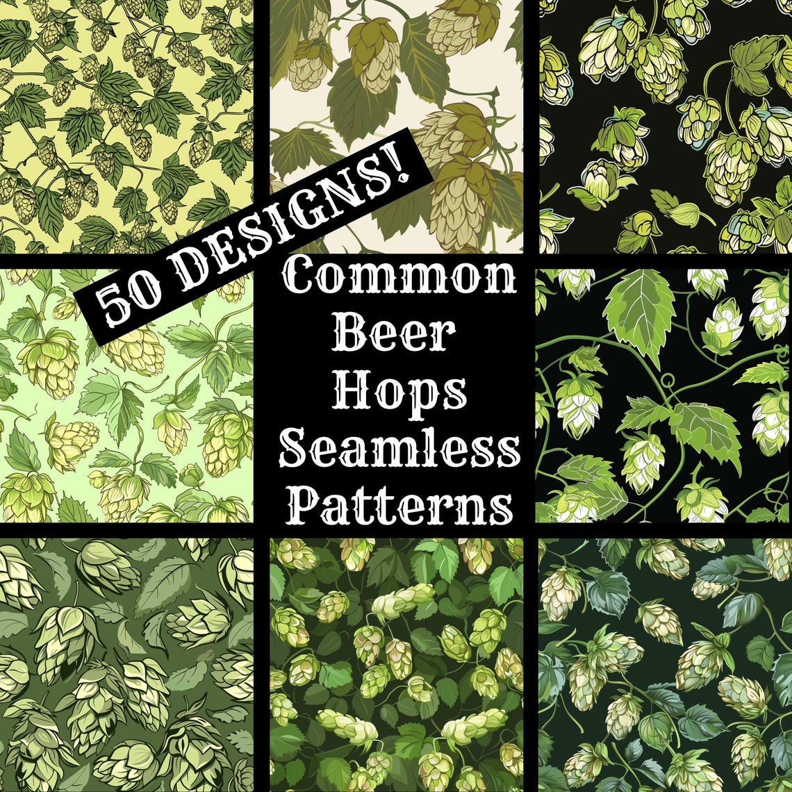 Beer Hops Seamless Pattern: Scrapbook Paper, Fabric Print (digital ...