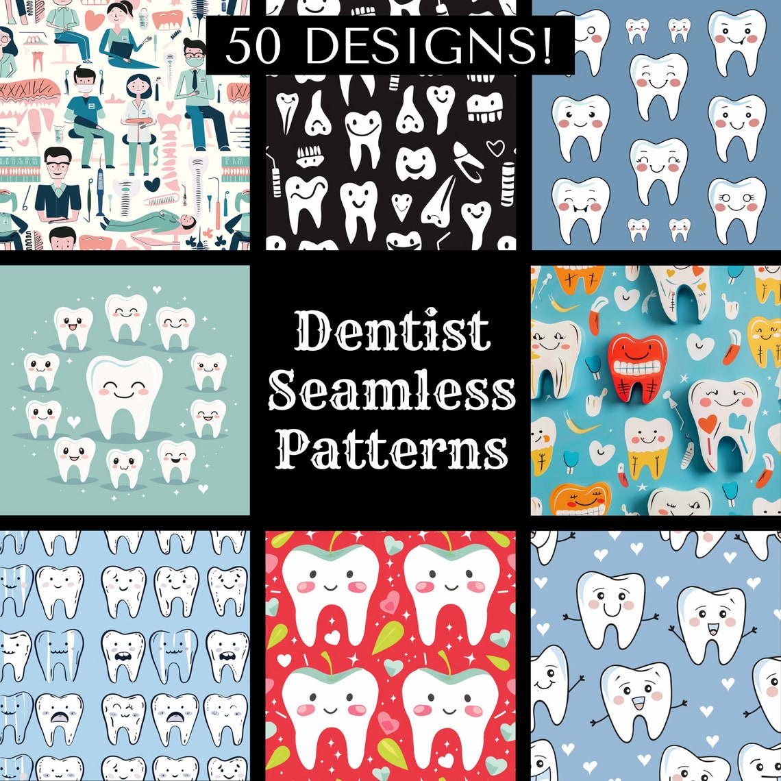 Dentist Seamless Pattern: Scrapbook Paper, Fabric Print (digital ...