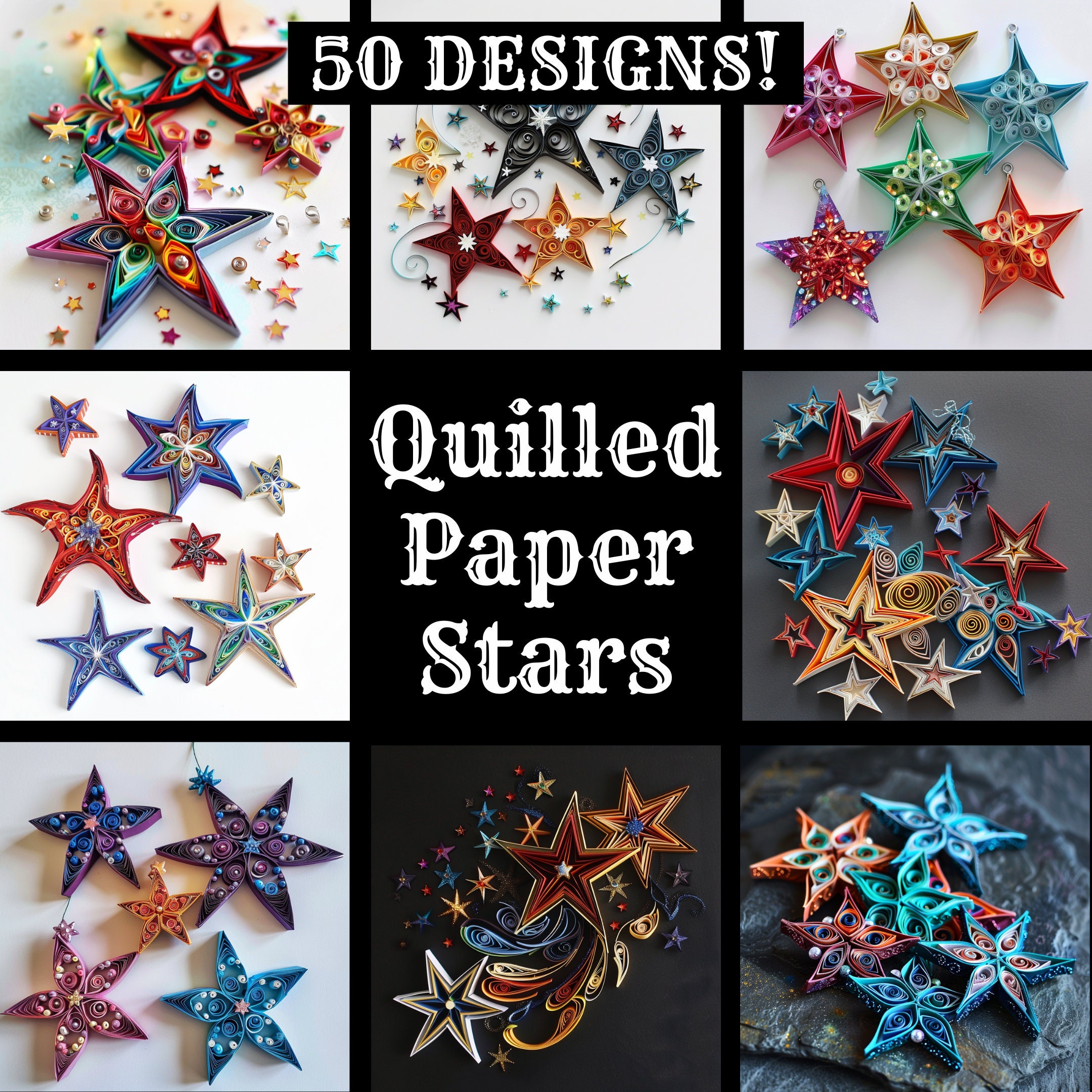 Quilled Paper Stars Paper, Quilled Paper Stars Printable Paper ...