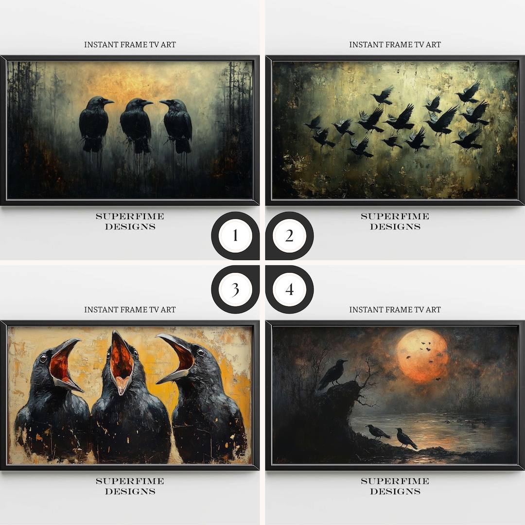 Black Crows Halloween Frame TV Art, Black Crows TV Scenery Screensaver ...