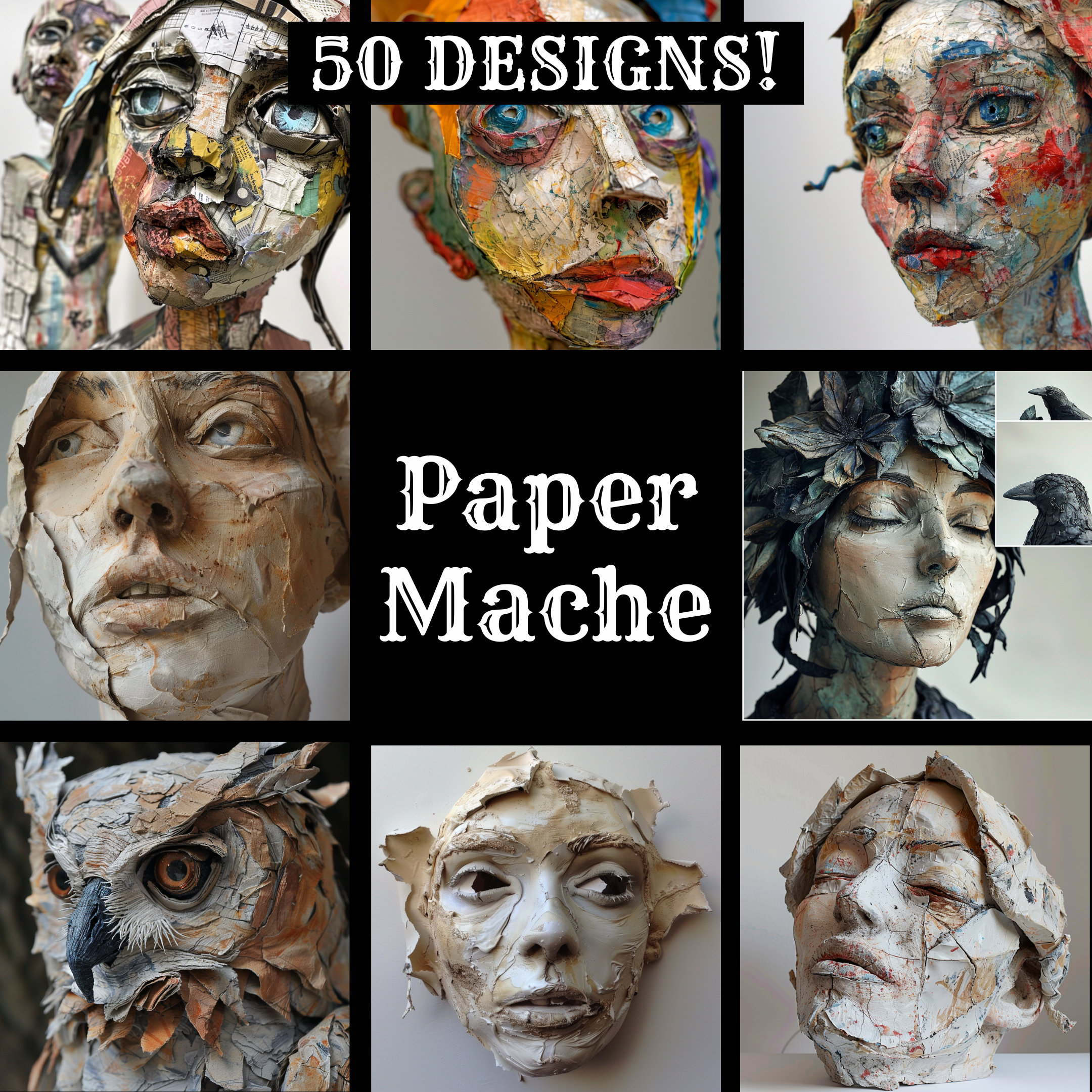 Paper Mache Paper, Paper Mache Printable Paper, Vintage Paper Mache ...