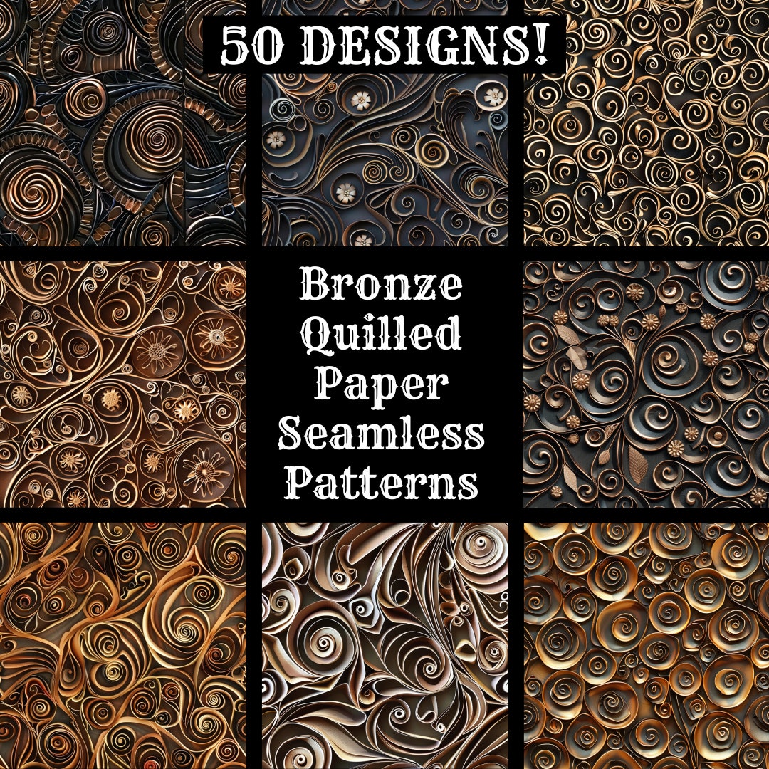 Bronze Quilled Paper Seamless Digital Paper, Bronze Quilled Paper ...