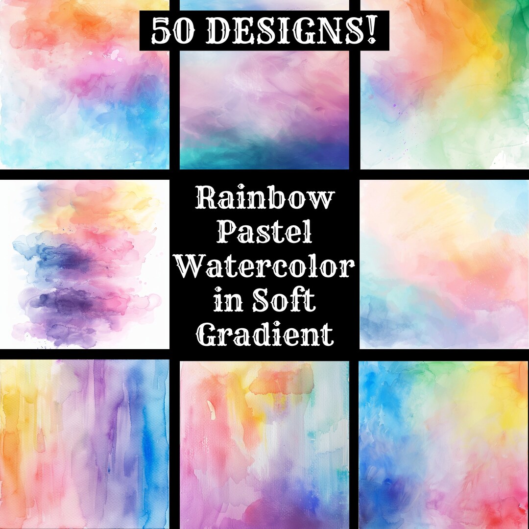 Rainbow Pastel Watercolor in Soft Gradient Paper, Printable Paper ...