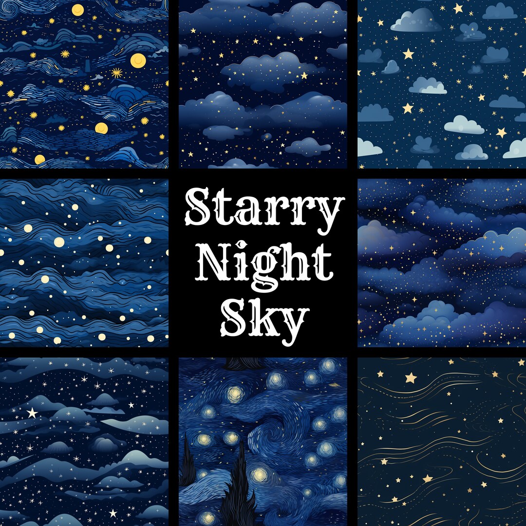 Starry Night Sky Seamless Print, Scrapbooking Mesmerizing Cosmic Print ...