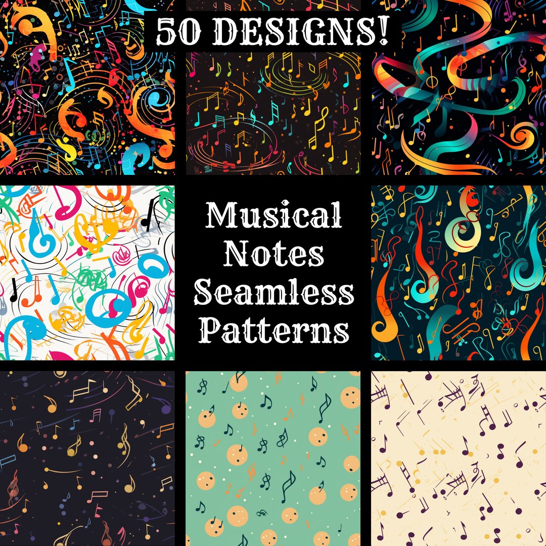 Musical Notes Seamless Digital Paper, Printable Scrapbook Paper ...