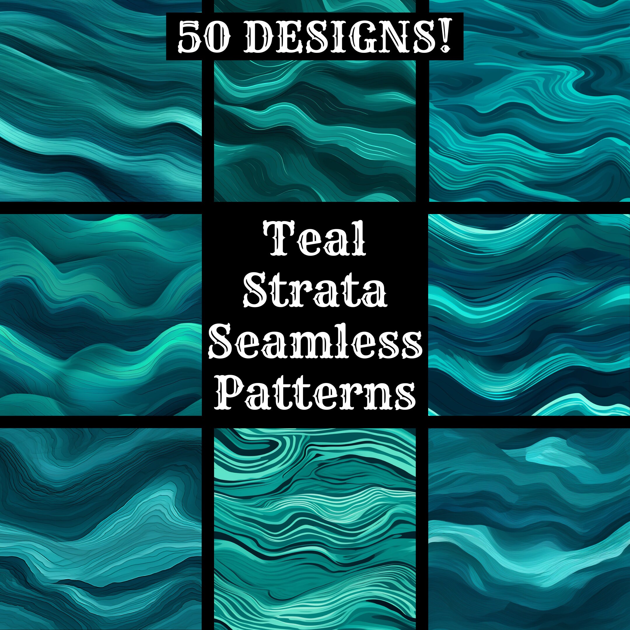 Teal Strata Seamless Digital Paper, Printable Scrapbook Paper Seamless ...