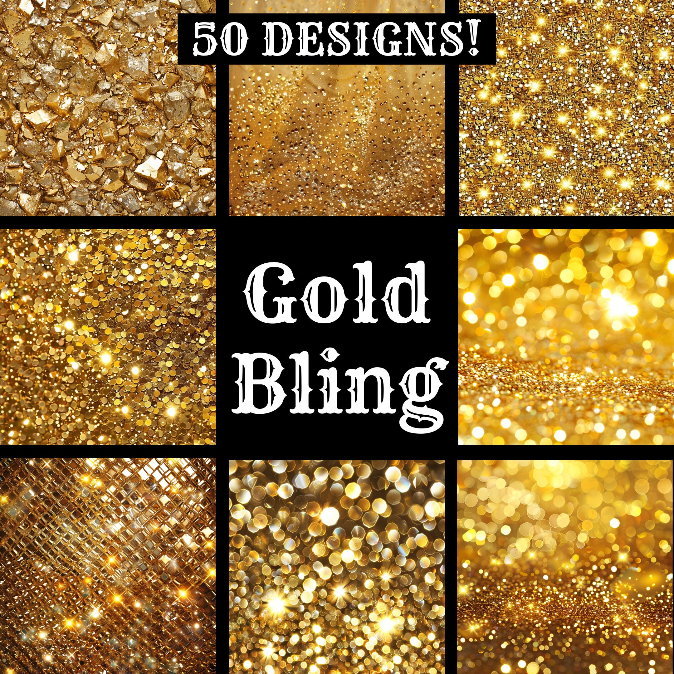 Gold Bling Paper, Gold Bling Printable Paper, Vintage Gold Bling, Gold ...