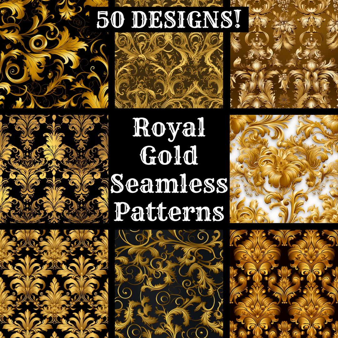 Royal Gold Seamless Digital Paper, Printable Scrapbook Paper Seamless ...