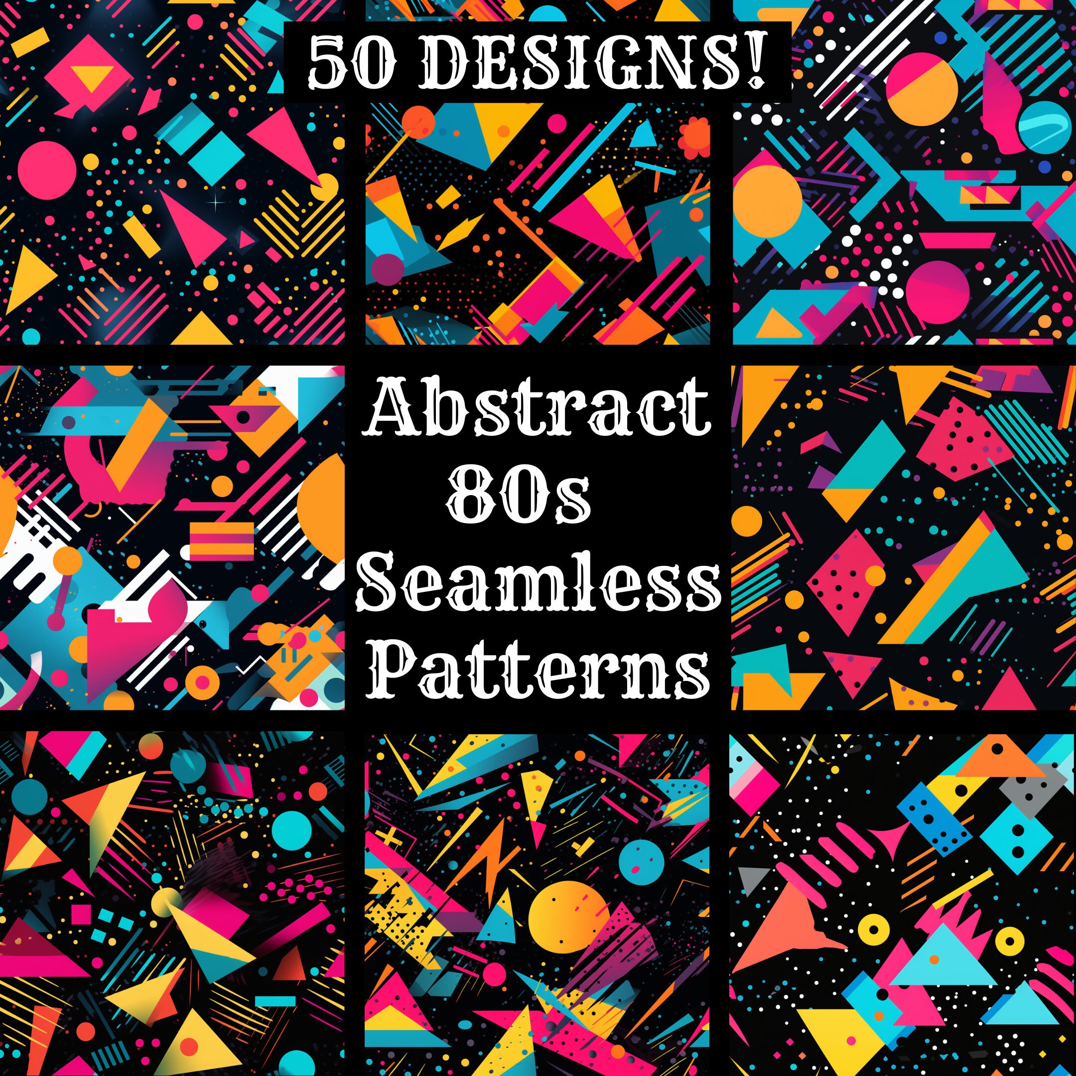 Abstract 80s Seamless Digital Paper, Printable Scrapbook Paper Seamless ...