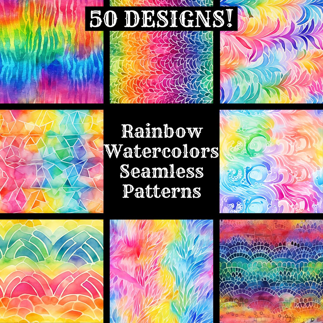 Rainbow Watercolors Seamless Digital Paper, Printable Scrapbook Paper ...