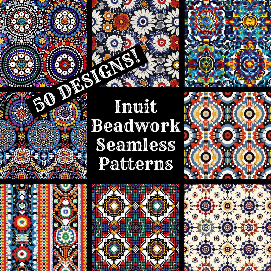 Inuit Beadwork Seamless Patterns: 50 PNG Digital Papers (digital ...
