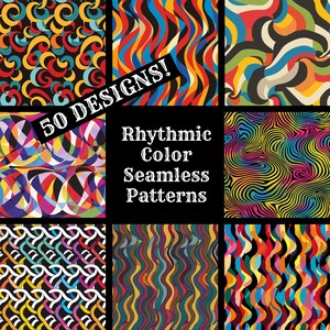 Rhythmic Color Seamless Patterns: 50 PNG Digital Papers (digital ...