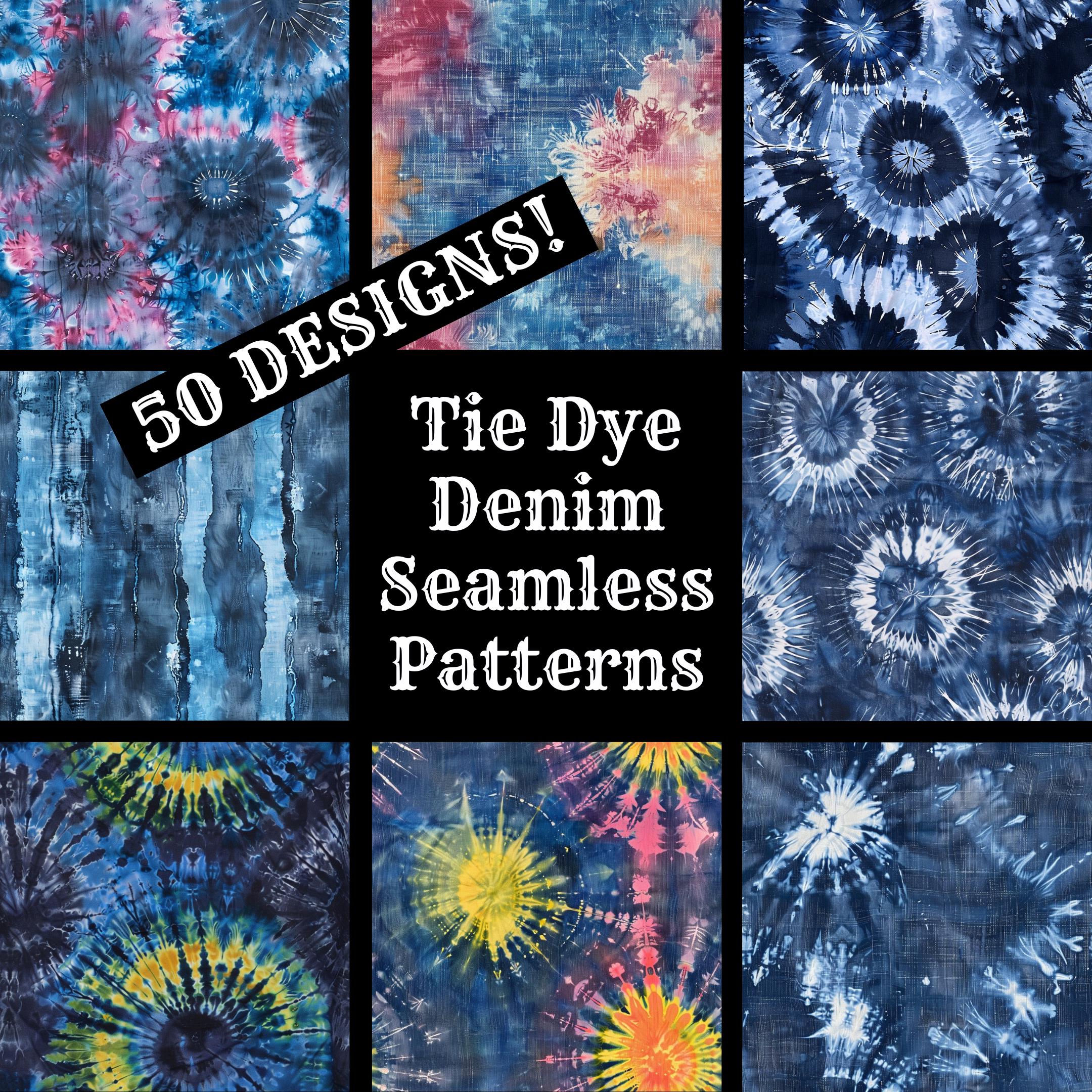 Tie Dye Denim Seamless Patterns: 50 PNG Digital Papers (digital ...