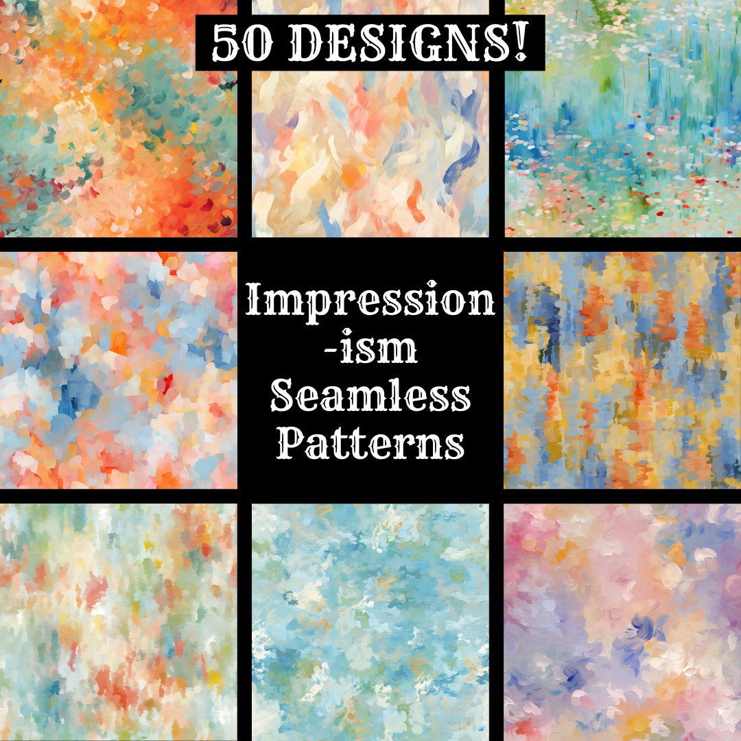 Impressionism Seamless Digital Paper, Printable Scrapbook Paper ...