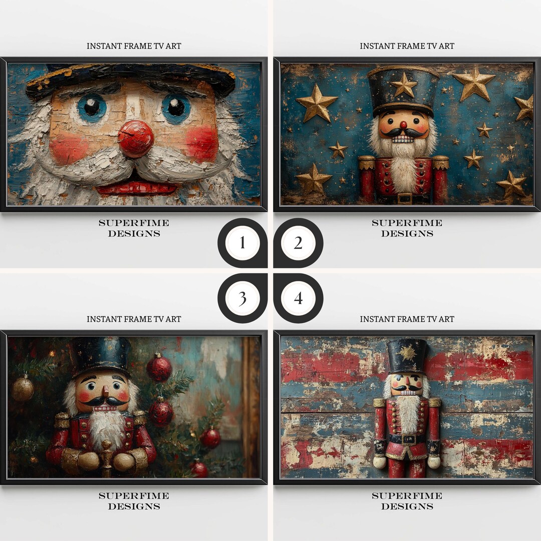 Moody Neutral Holiday Antique Nutcracker Frame TV Art, Antique ...