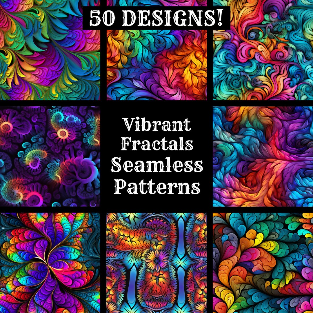 Vibrant Fractals Seamless Digital Paper, Printable Scrapbook Paper ...