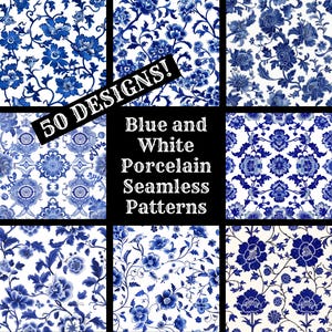 Blue and White Porcelain Seamless Digital Paper, Blue and White ...