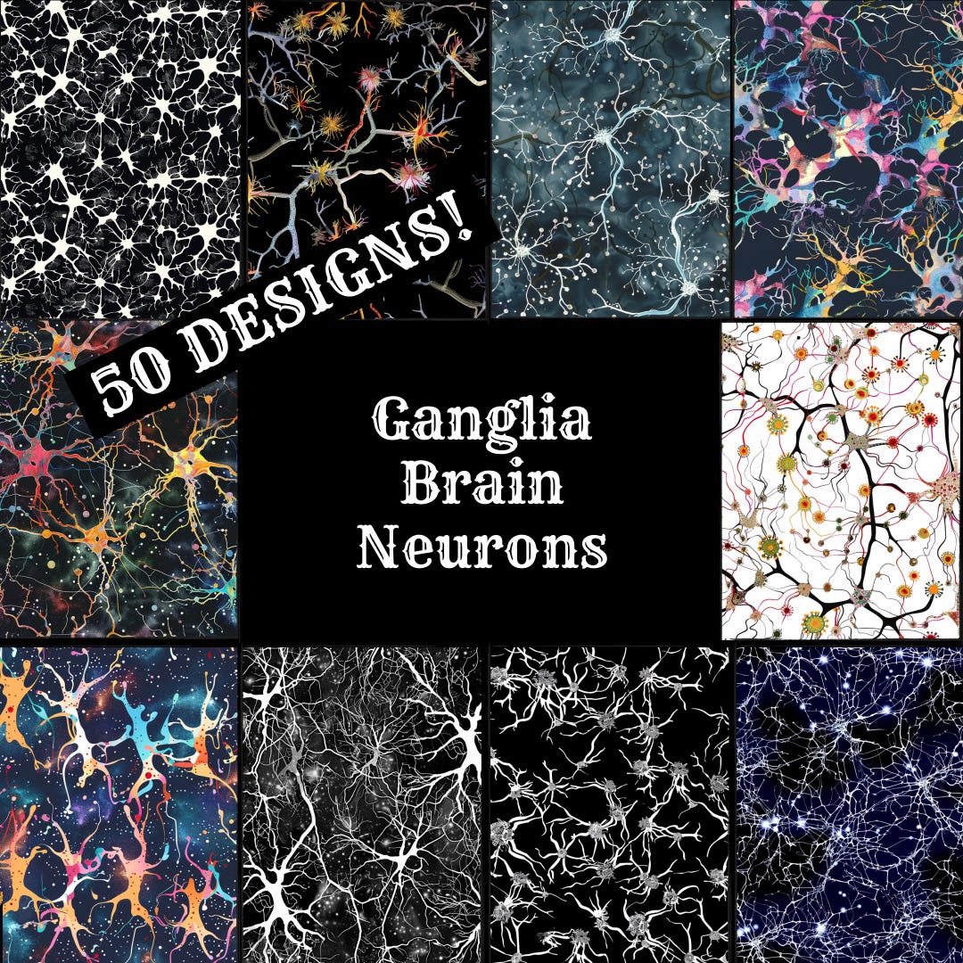 Brain Neurons Seamless Pattern: 50 PNG Digital Papers (digital Download ...