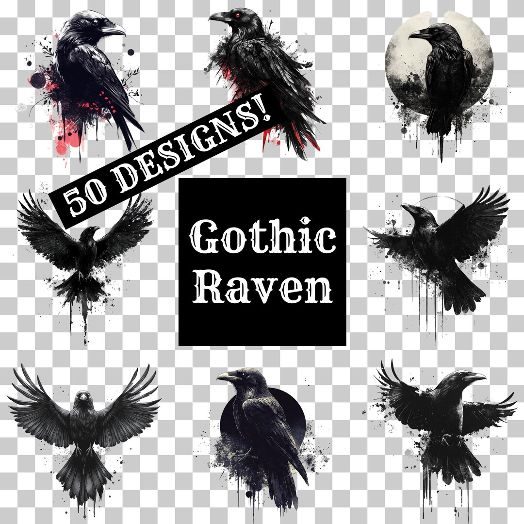 Gothic Raven Clip Art: Translucent PNG Overlays (digital Download) - Etsy