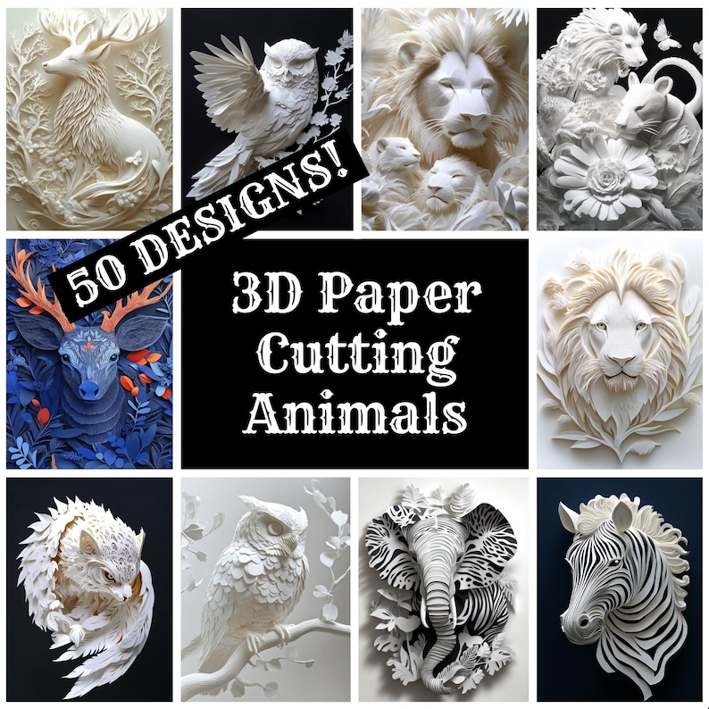 3D Paper Cutting Animals: Vintage Journal Paper (digital Download) - Etsy