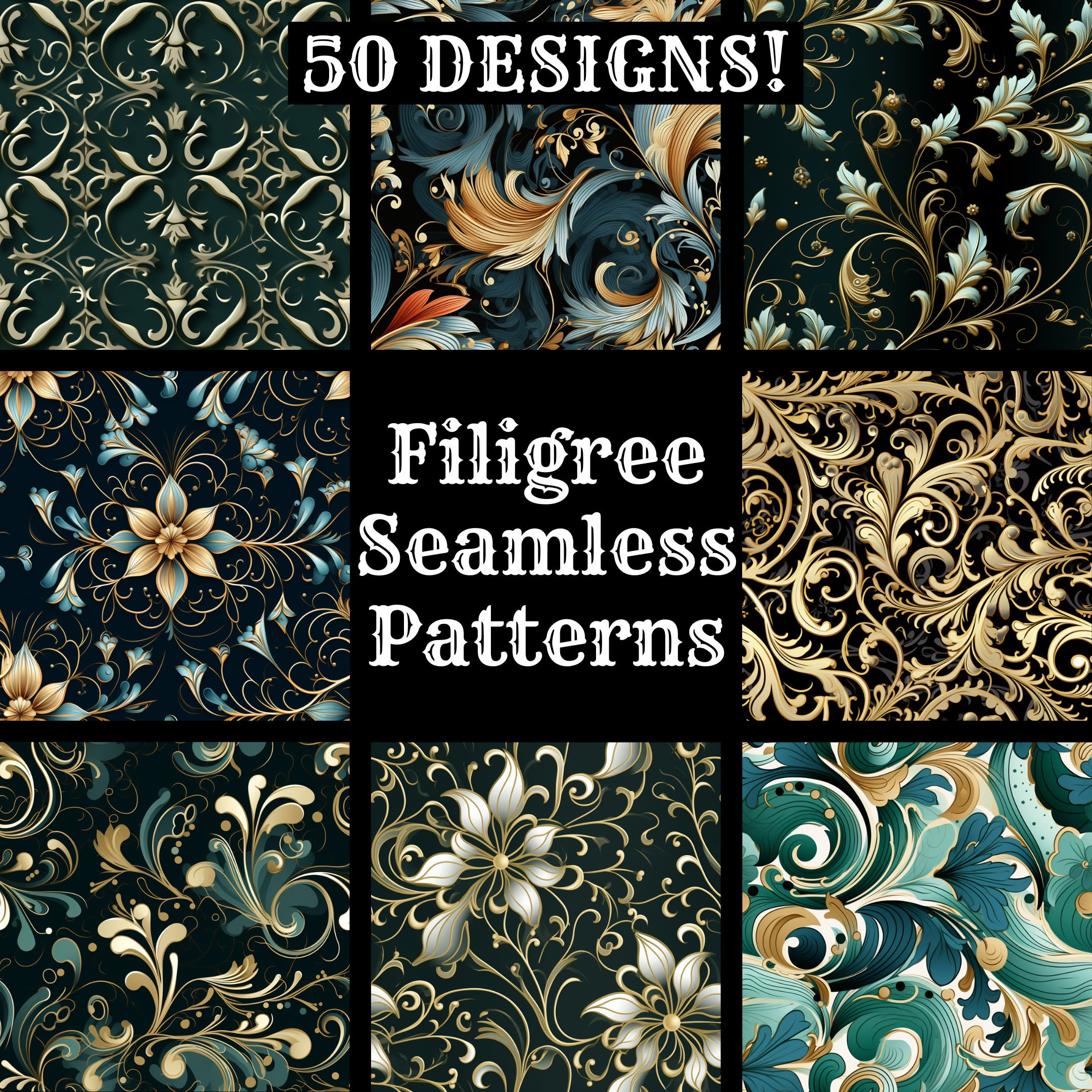 Filigree Seamless Digital Paper, Printable Scrapbook Paper Seamless ...