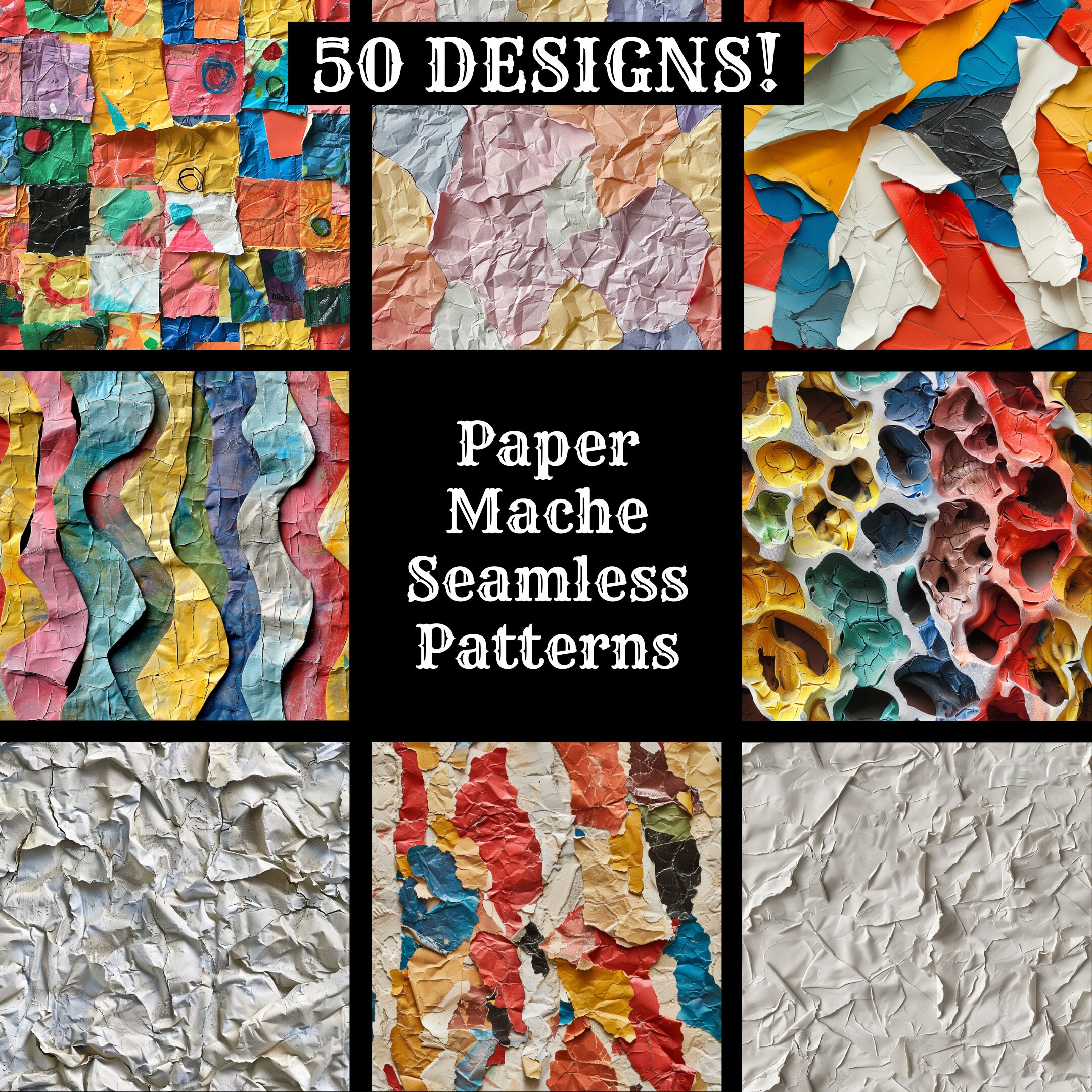 Paper Mache Seamless Digital Paper, Paper Mache Printable Scrapbook ...