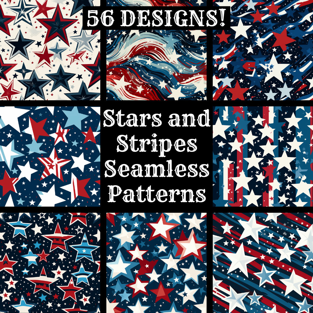 Stars and Stripes Seamless Digital Paper, Printable Scrapbook Paper ...