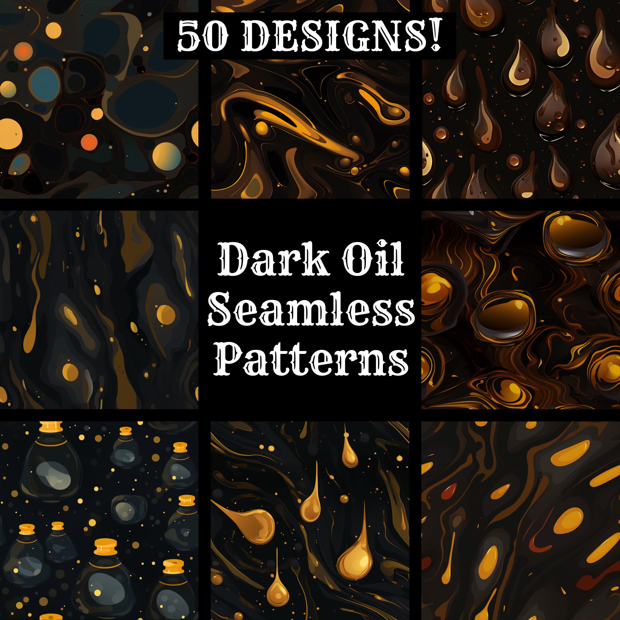 Dark Oil Seamless Digital Paper, Dark Oil Printable Scrapbook Paper ...
