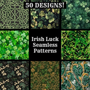 Irish Luck Seamless Digital Paper, Irish Luck Printable Scrapbook Paper ...